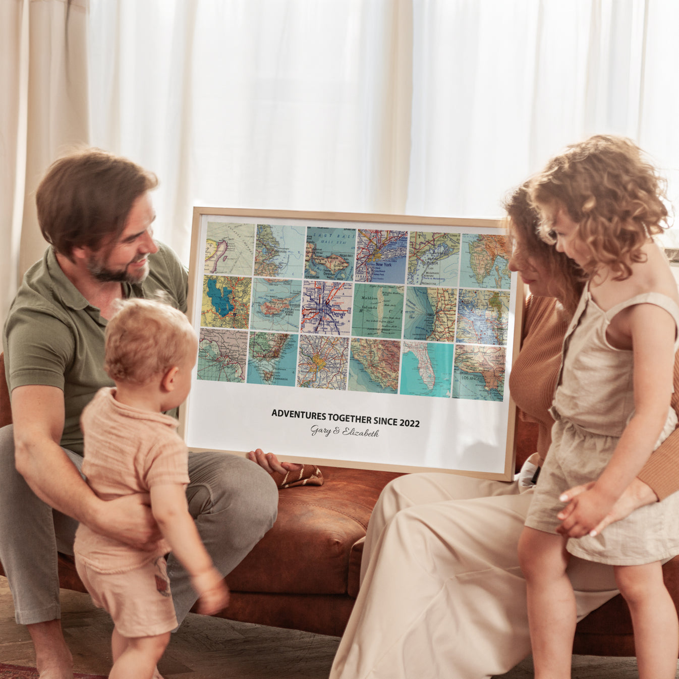 Personalised Travel Map Print (Landscape Square Modern) - Magic Posters
