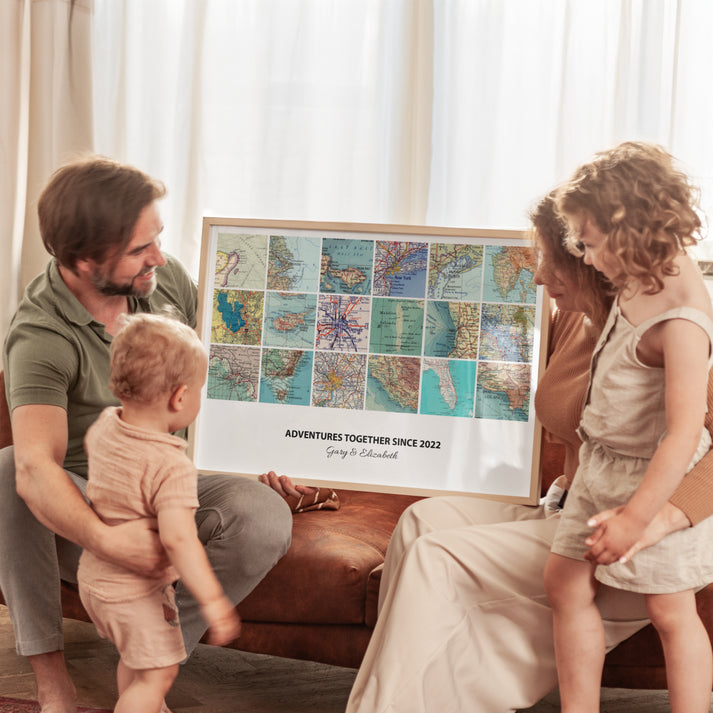 Personalised Travel Map Print (Landscape Square Modern) - Magic Posters