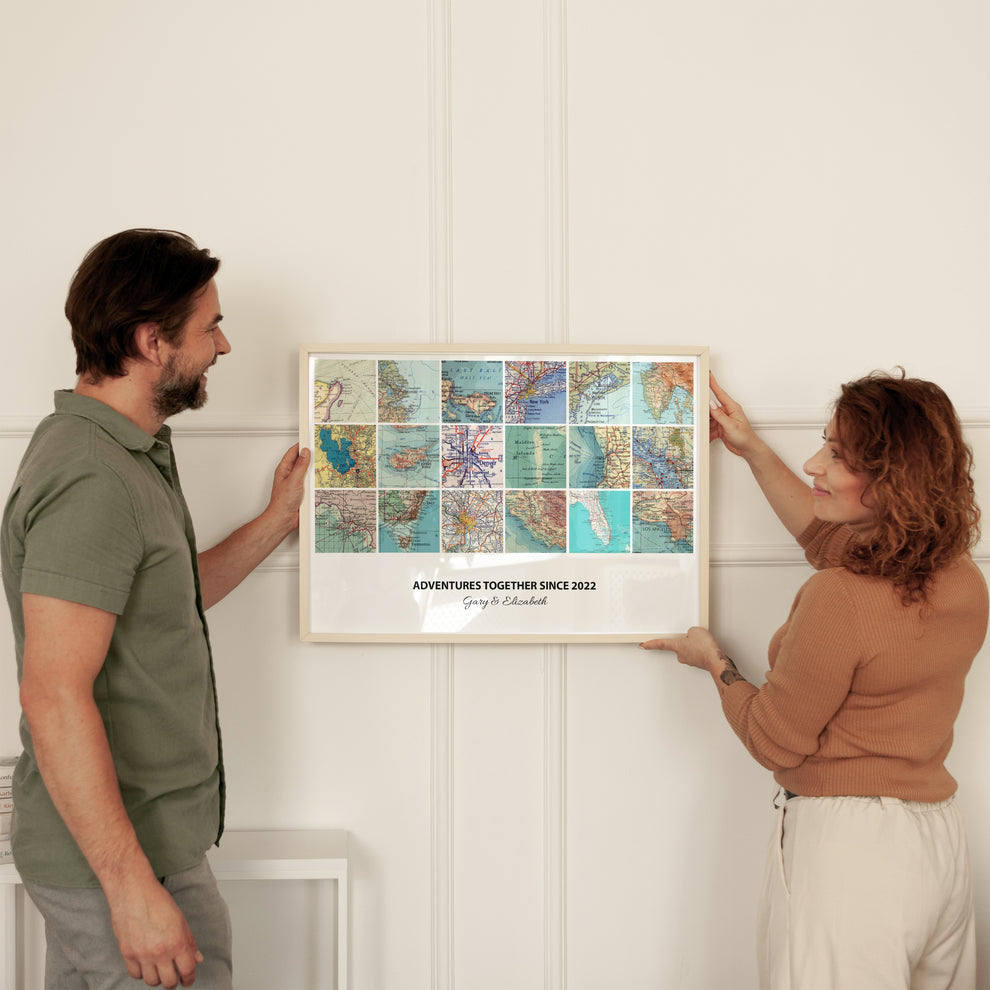 Personalised Travel Map Print (Landscape Square Modern) - Magic Posters