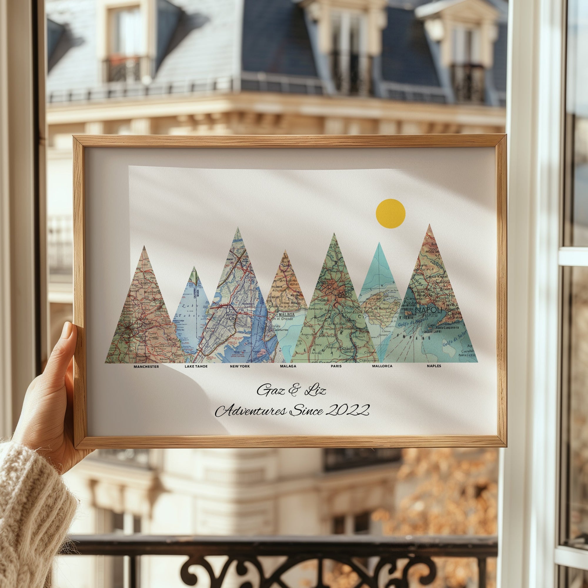 Personalised Travel Map Mountain Print – Magic Posters