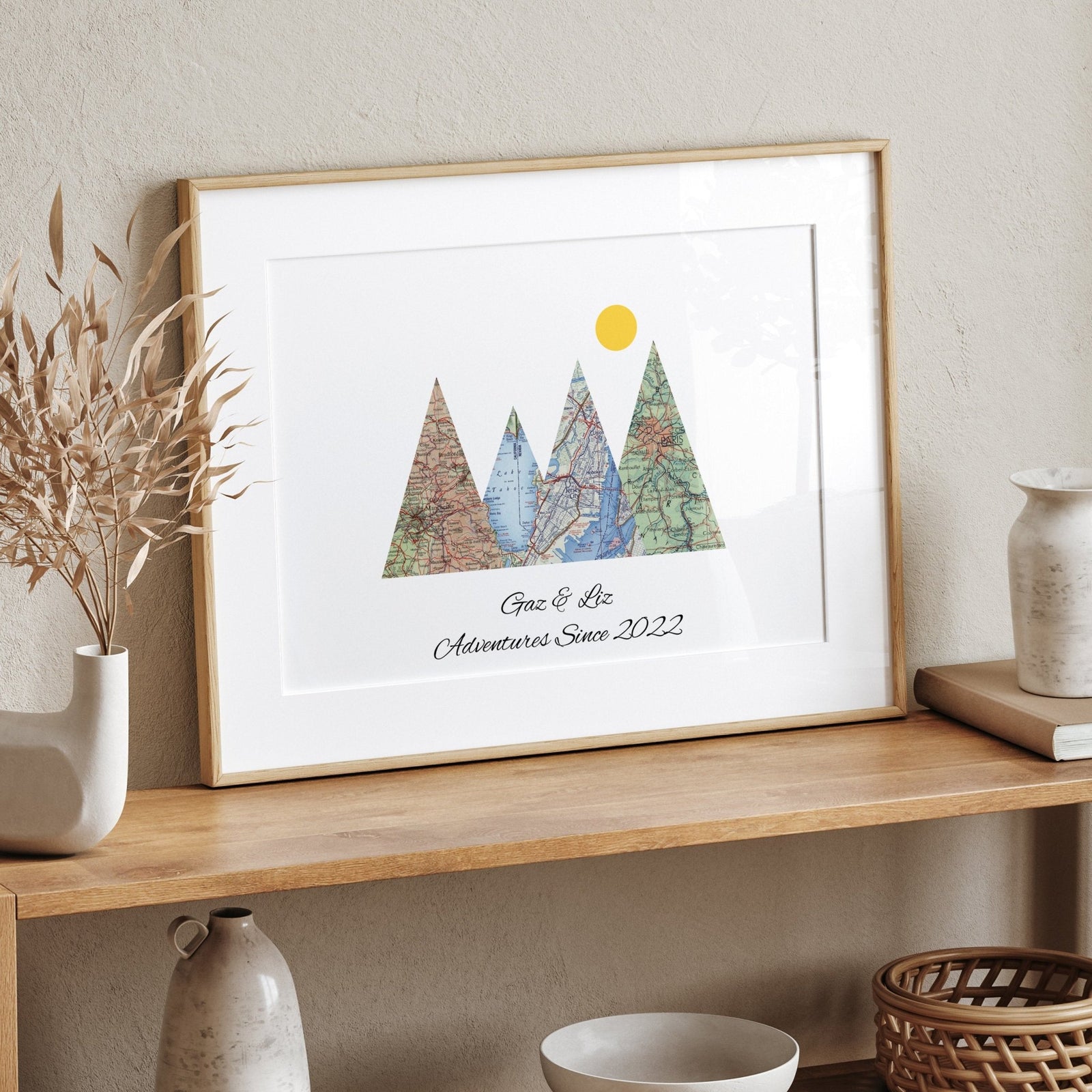 Personalised Travel Map Mountain Print – Magic Posters