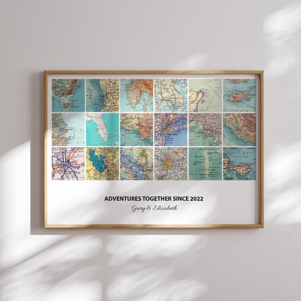 Personalised Travel Map Print (Landscape Square Modern) - Magic Posters