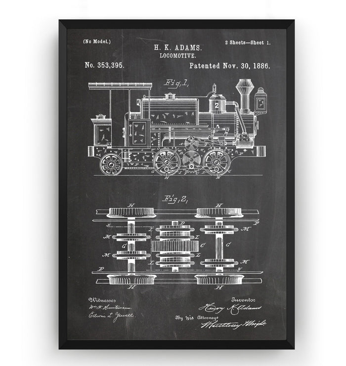 Steam Locomotive Train 1886 Patent Print - Magic Posters