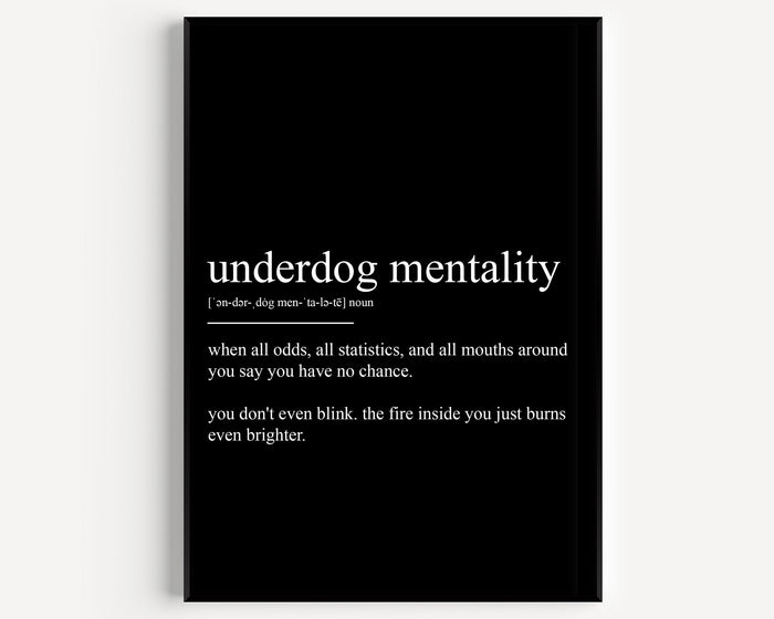 Underdog Mentality Definition Print - Magic Posters