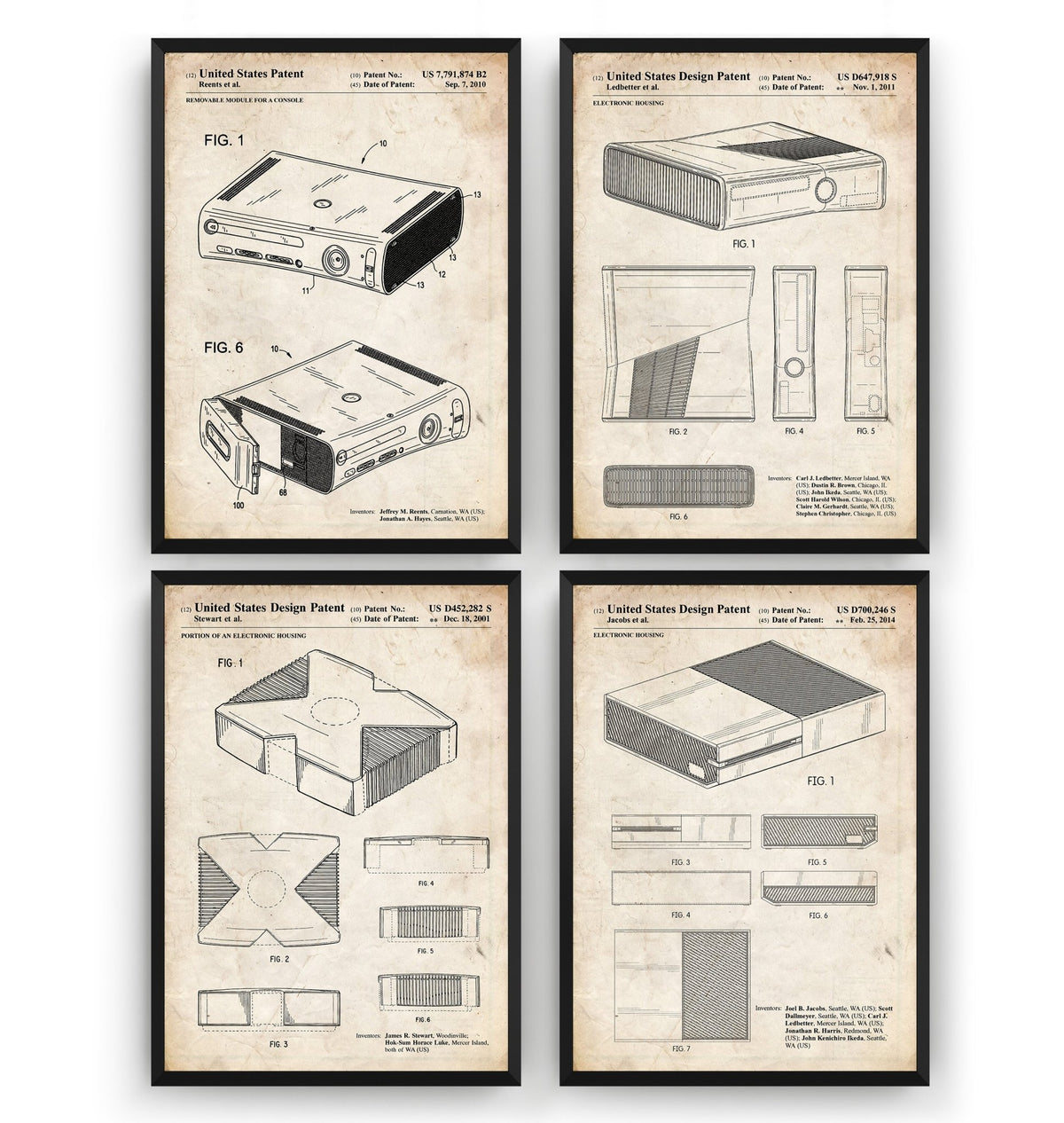 X Console Set Of 4 Patent Prints - Magic Posters