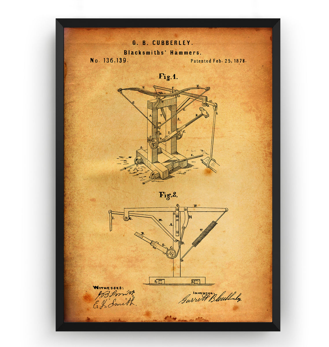 Blacksmith Hammers 1873 Patent Print – Magic Posters