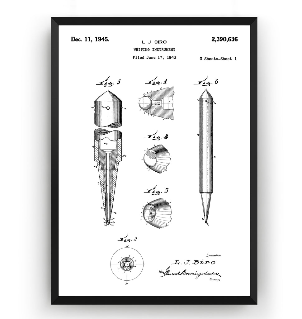 Biro Ballpoint Pen 1945 Patent Print – Magic Posters