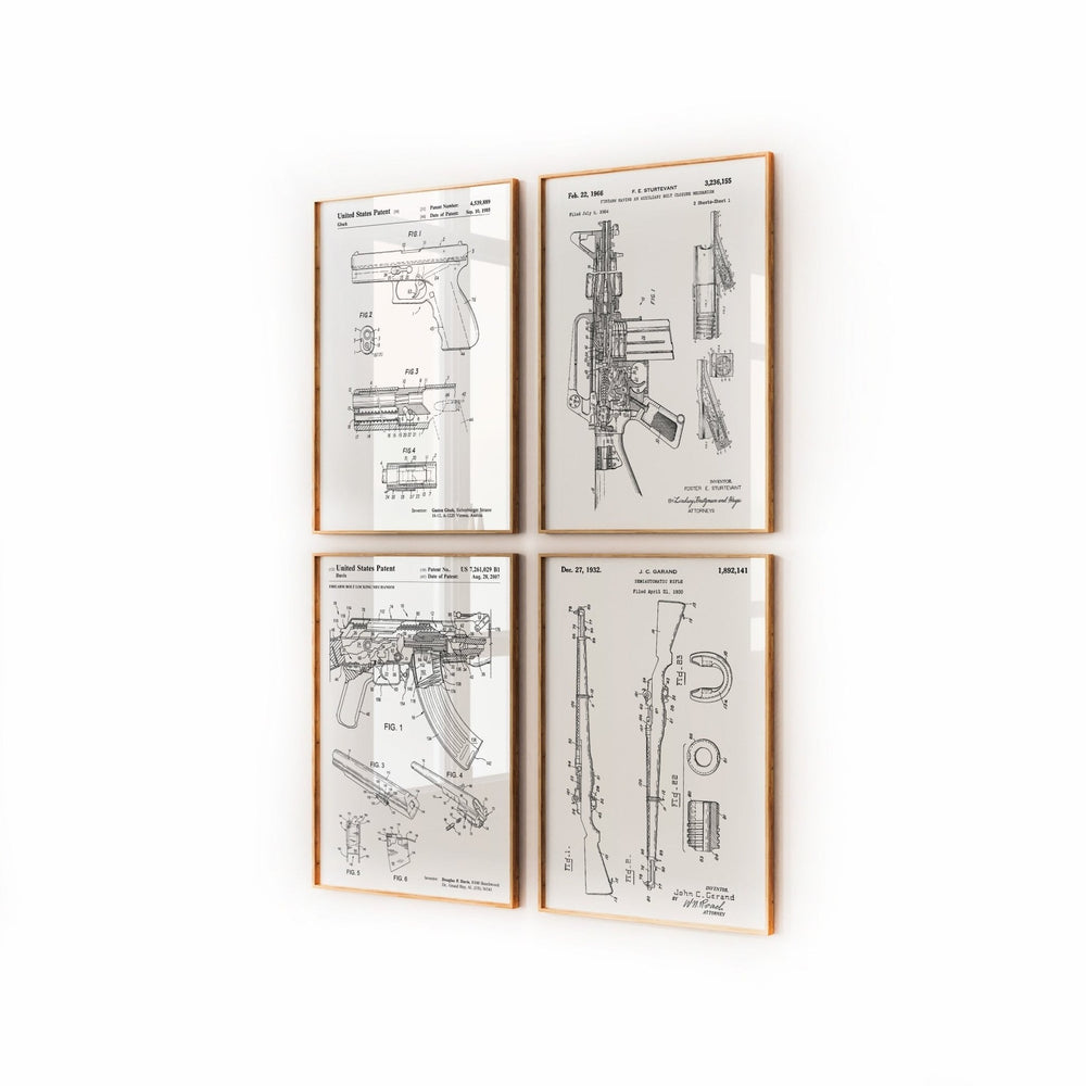 Automatic Rifle Gun And Pistol Set Of 4 Patent Prints - Magic Posters