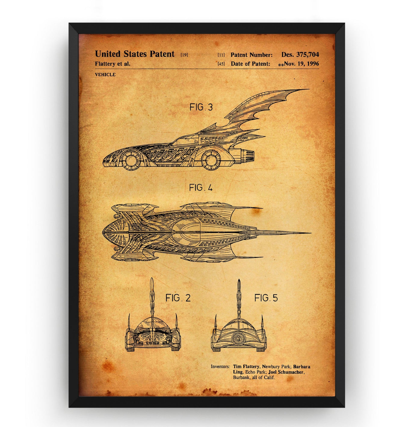 Batmobile 1996 Patent Print - Magic Posters